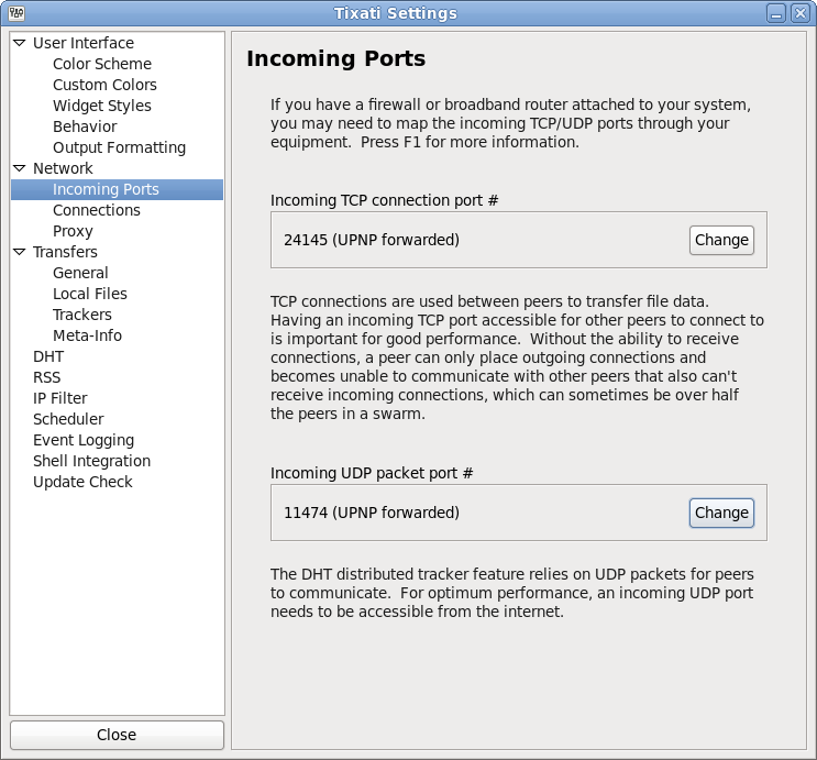 Settings - Network - Incoming Ports - Tixati